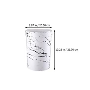 DOITOOL Plastic Trash Can Round Marble Print Rubbish Bin Kitchen Waste Basket Decorative Garbage Storage Container for Home Office Bathroom Bedroom Living Room