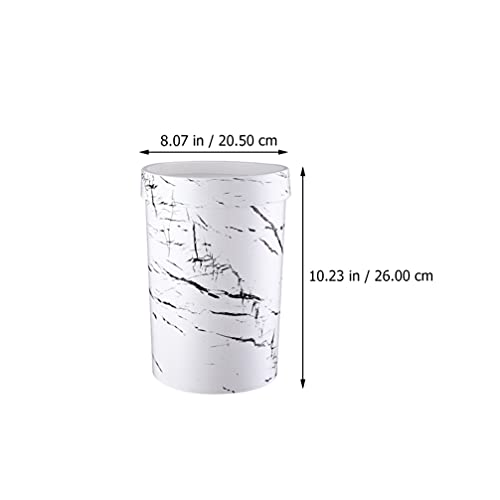 DOITOOL Plastic Trash Can Round Marble Print Rubbish Bin Kitchen Waste Basket Decorative Garbage Storage Container for Home Office Bathroom Bedroom Living Room