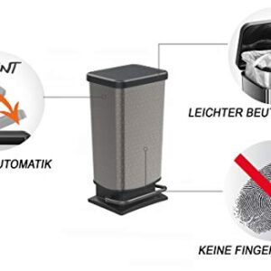 Rotho Paso Rubbish Bin Odour-Proof Plastic (PP) in Stainless Steel Look Pedal Mechanism for Opening the Waste Bin, Hexagon, 40 litres