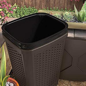 Suncast 30 Gallon Resin Wicker Decorative Outdoor Trash Hideaway, Java (2 Pack)