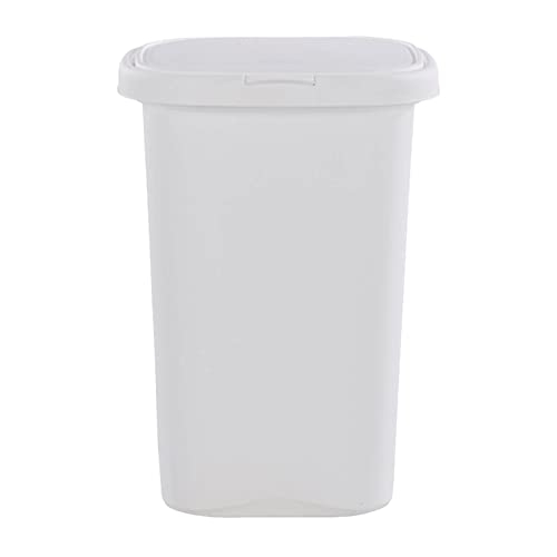 Rubbermaid 13.25 Gallon Rectangular Spring-Top Lid Kitchen Wastebasket Trash Can for Tall Trashbags, White (4-Pack)