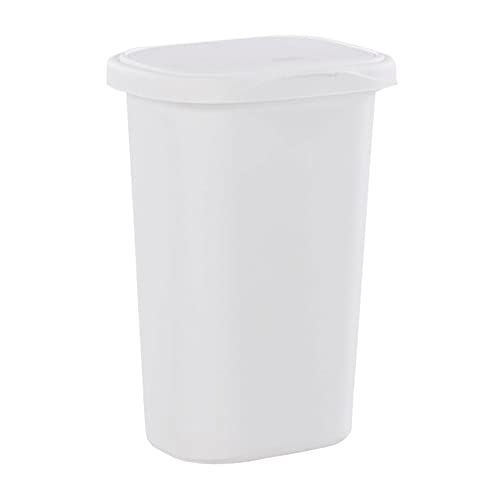 Rubbermaid 13.25 Gallon Rectangular Spring-Top Lid Kitchen Wastebasket Trash Can for Tall Trashbags, White (4-Pack)