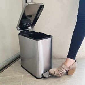 iTouchless SoftStep 3 Gallon Small Step Pedal Stainless Steel, 11 Liter Bathroom, Removable Inner Bucket, Soft and Silent Open and Close Garbage Bin