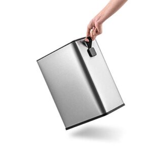 QUALIAZERO 10L/2.6Gal Heavy Duty Hands-Free Stainless Steel Bath/Office Step Trash Can, Fingerprint-Resistant Soft Close Lid Trashcan, Slim