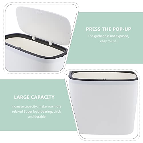 Hemobllo Car Trash Bin Household Narrow Trash Can Push- Type Trash Bin, Rubbish Storage Container Kitchen Tight Trash Can Trash Bin with Lid for Bathroom Bedroom Kitchen Office Bathroom Garbage Bin