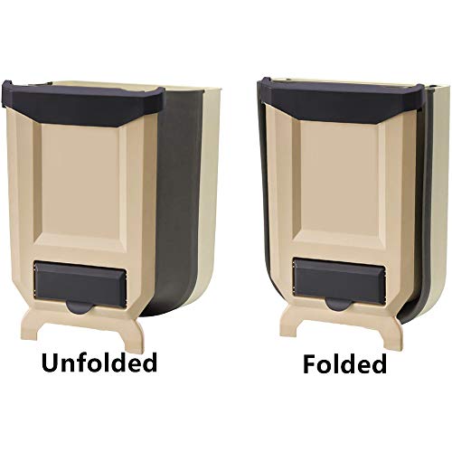 Hanging Trash Can Folding Kitchen Trash Bin Collapsible Small Cabinet Waste Bin for Cabinet Door, Car, Bathroom, Office, Bedroom