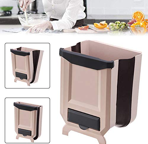 Hanging Trash Can Folding Kitchen Trash Bin Collapsible Small Cabinet Waste Bin for Cabinet Door, Car, Bathroom, Office, Bedroom