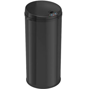 itouchless 13 gallon automatic trash can with filter – black round kitchen sensor garbage bin for kitchen or office