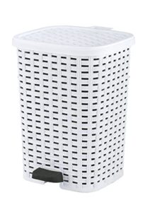 6.8-gal. rattan compact trash bin color: white