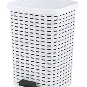 6.8-Gal. Rattan Compact Trash Bin Color: White