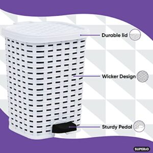 6.8-Gal. Rattan Compact Trash Bin Color: White