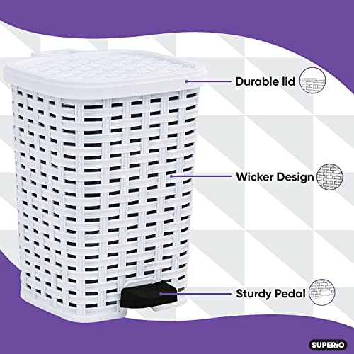 6.8-Gal. Rattan Compact Trash Bin Color: White