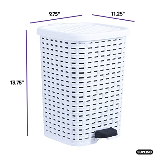 6.8-Gal. Rattan Compact Trash Bin Color: White