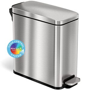 itouchless softstep bathroom slim step control system & removable inner bucket trash cans with absorbx odor filter, 3 gallon stainless steel