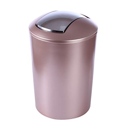 HMANE 6.5L Swing Lid Trash Can,Wastebasket Dustbin Garbage Bin with Swing Top - (Rose Gold)