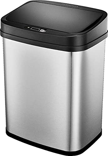 Insignia - 3 Gal. Automatic Trash Can - Stainless Steel