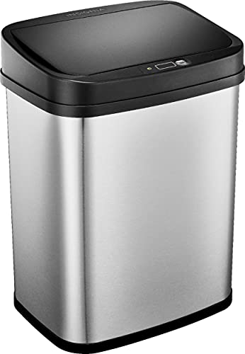 Insignia - 3 Gal. Automatic Trash Can - Stainless Steel