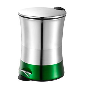 hopeful enterprise 5l stainless steel foot pedal metal trash can/bin with lid (green)