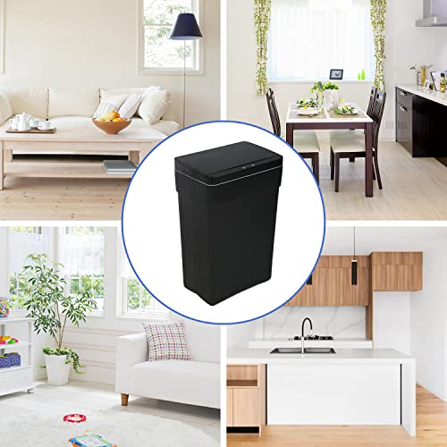 HHS Kitchen Trash Can 13 Gallon 50L Garbage Can Motion Sensor Plastic Waste Bin Touch Free High Capacity Recycle Dustbin with Lid for Home Office Bedroom Bathroom, Black