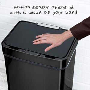 50l Black Stainless Steel Motion Sensor Trash Can Rectangle Decorative