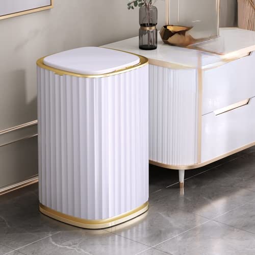 Smart Sensor Garbage Bin Kitchen Bathroom Toilet Trash Can Best Automatic Induction Waterproof Bin with Lid 10/15L (15L Gold)