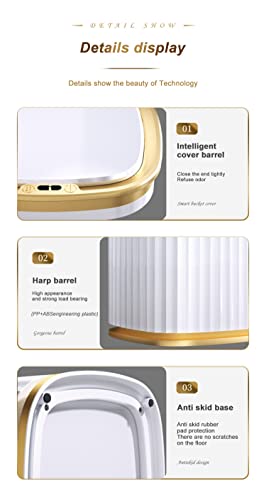 Smart Sensor Garbage Bin Kitchen Bathroom Toilet Trash Can Best Automatic Induction Waterproof Bin with Lid 10/15L (15L Gold)