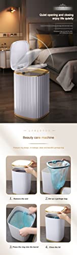 Smart Sensor Garbage Bin Kitchen Bathroom Toilet Trash Can Best Automatic Induction Waterproof Bin with Lid 10/15L (15L Gold)