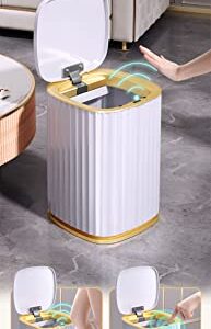 Smart Sensor Garbage Bin Kitchen Bathroom Toilet Trash Can Best Automatic Induction Waterproof Bin with Lid 10/15L (15L Gold)