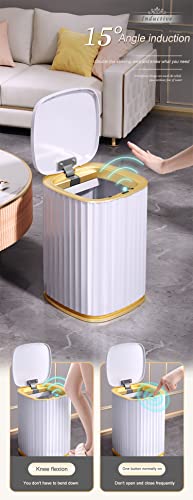 Smart Sensor Garbage Bin Kitchen Bathroom Toilet Trash Can Best Automatic Induction Waterproof Bin with Lid 10/15L (15L Gold)