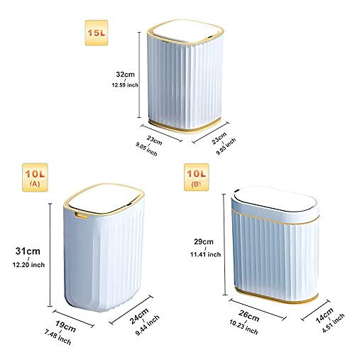 Smart Sensor Garbage Bin Kitchen Bathroom Toilet Trash Can Best Automatic Induction Waterproof Bin with Lid 10/15L (15L Gold)