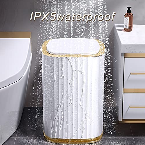 Smart Sensor Garbage Bin Kitchen Bathroom Toilet Trash Can Best Automatic Induction Waterproof Bin with Lid 10/15L (15L Gold)