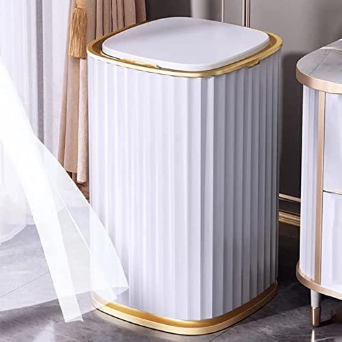 Smart Sensor Garbage Bin Kitchen Bathroom Toilet Trash Can Best Automatic Induction Waterproof Bin with Lid 10/15L (15L Gold)