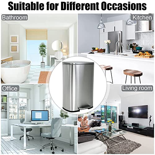 Tyyps Step Trash Can 13 Gallon/50L Stainless Steel Rectangular Kitchen Metal Garbage Recycle Dustbin Container with lid Removable Inner Pedal Handle for Home Office Bathroom Restroom, Silver