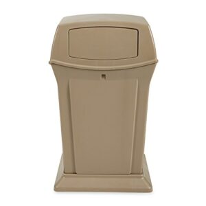 Rubbermaid Commercial Structural Foam 45-Gallon Ranger Fire-Safe Trash Can, Square, Beige