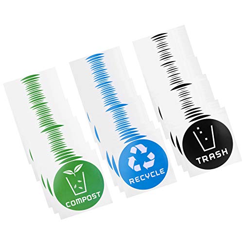 Trash Can Sticker Compost Sticker Compost Sticker Decal Trash Label Round Recycle Trash Trash Sticker 60Pcs/Set Waste Bins for Trash Cans