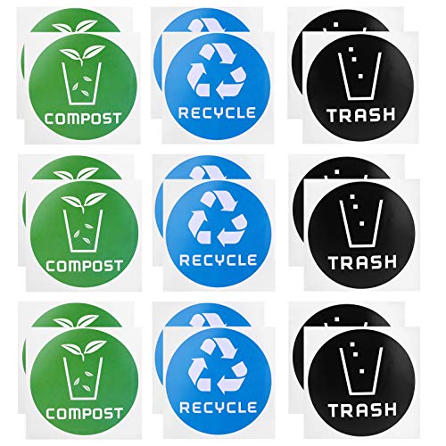 Trash Can Sticker Compost Sticker Compost Sticker Decal Trash Label Round Recycle Trash Trash Sticker 60Pcs/Set Waste Bins for Trash Cans