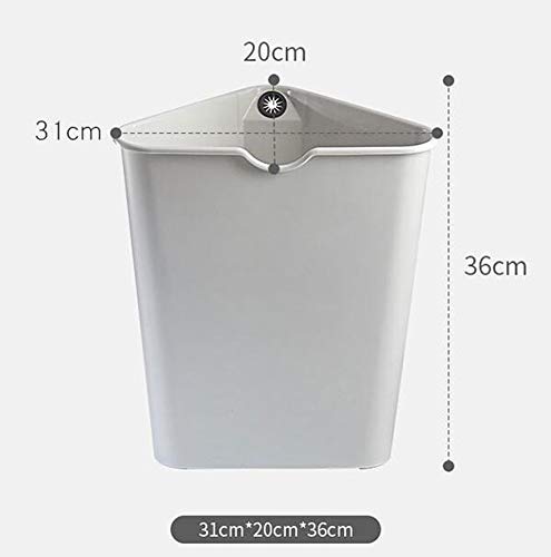 Trash Can Hflove Triangle Kitchen Plastic Corner Kitchen Trash Bin (Grey)