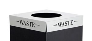 safco products 2990wa square-fecta recycling receptacle lid, waste (for use with public square base sold separately), silver