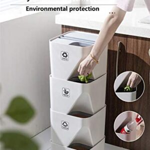 Kitchen Trash Can Stacked Sorting Trash Bin Recycling Bin Household Dry and Wet Separation Waste Bin Rubbish Bin for Living Room, Office, Bedroom, Bathroom, Kitchen (Grey, Large)