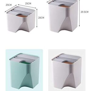 Kitchen Trash Can Stacked Sorting Trash Bin Recycling Bin Household Dry and Wet Separation Waste Bin Rubbish Bin for Living Room, Office, Bedroom, Bathroom, Kitchen (Grey, Large)