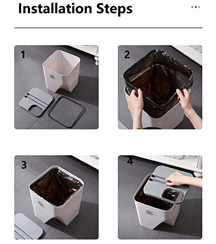 Kitchen Trash Can Stacked Sorting Trash Bin Recycling Bin Household Dry and Wet Separation Waste Bin Rubbish Bin for Living Room, Office, Bedroom, Bathroom, Kitchen (Grey, Large)