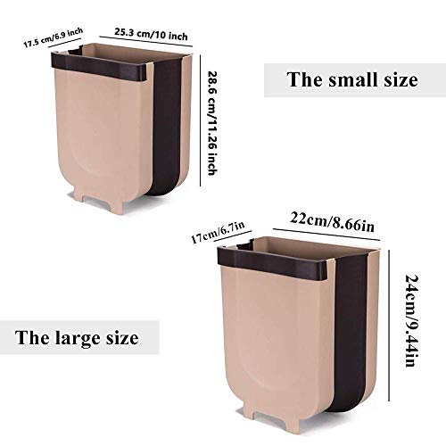 Perfuw Folding Waste Bin, Kitchen Hanging Trash Can, Collapsible Trash Bin for Kitchen Cabinet Door, Creative Wall Mounted Waste Bin for Bathroom & Car, Portable Home Garbage Storage Bucket