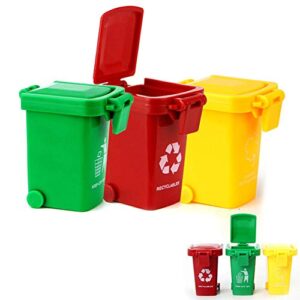 erdouckan durable trash can, 3pcs/set bright color kids push toy plastic vehicles garbage truck trash cans, make your room clean and comfortable