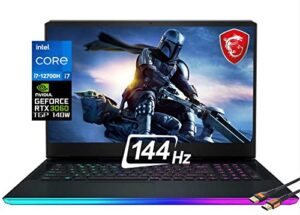 msi ge76 raider 17.3″ 144hz, 14cores 12th i7-12700h geforce rtx3060 mux, 140w tgp, thunderbolt 4, rgb kb, wifi 6, w/hdmi (16gb ram | 1tb pcie ssd)