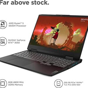 Lenovo IdeaPad 3 Gaming Laptop, NVIDIA GeForce RTX 3050, AMD Ryzen 5 6600H(Beat i7-11700) , 16GB DDR5 RAM, 512GB SSD, 15.6 Inch FHD Display, Wi-Fi, Windows 11 Home, Bundle with JAWFOAL