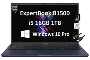 asus expertbook b1 b1500 15.6″ fhd (intel 4-core i5-1135g7, 16gb ram, 1tb pcie ssd, military grade durable) business laptop, fingerprint, backlit, 3-year warranty, ist hdmi, win 10 / 11 pro