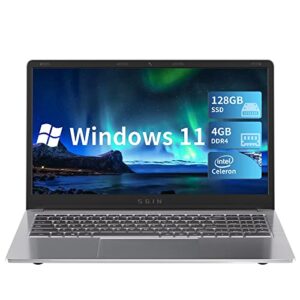 sgin laptop 15.6 inch, 4gb ddr4 128gb ssd windows 11 laptops with intel celeron n4020c(up to 2.8 ghz), intel uhd graphics 600, mini hdmi, wifi, webcam, usb3.0, bluetooth 4.2