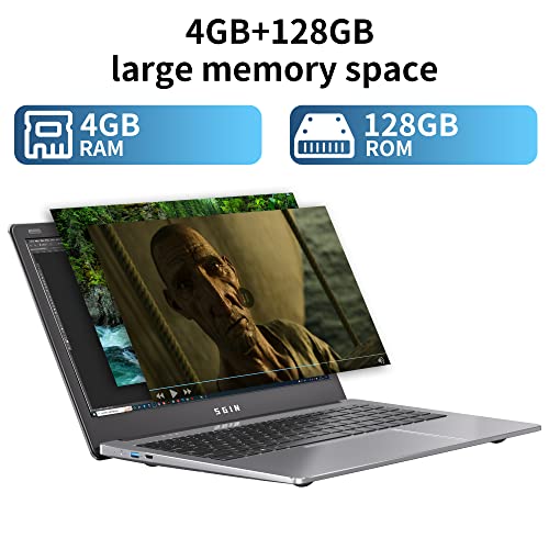 SGIN Laptop 15.6 Inch, 4GB DDR4 128GB SSD Windows 11 Laptops with Intel Celeron N4020C(up to 2.8 GHz), Intel UHD Graphics 600, Mini HDMI, WiFi, Webcam, USB3.0, Bluetooth 4.2