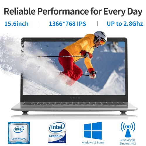 SGIN Laptop 15.6 Inch, 4GB DDR4 128GB SSD Windows 11 Laptops with Intel Celeron N4020C(up to 2.8 GHz), Intel UHD Graphics 600, Mini HDMI, WiFi, Webcam, USB3.0, Bluetooth 4.2