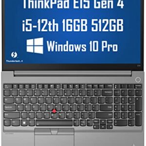 Lenovo ThinkPad E15 Gen 4 15.6" FHD Business Laptop (Intel 10-Core i5-1235U, 16GB RAM, 512GB PCIe SSD) IPS Anti-Glare, FHD Webcam, Thunderbolt 4, HDMI, RJ-45, Wi-Fi 6E, Win 10 / Win 11 Pro - 2023